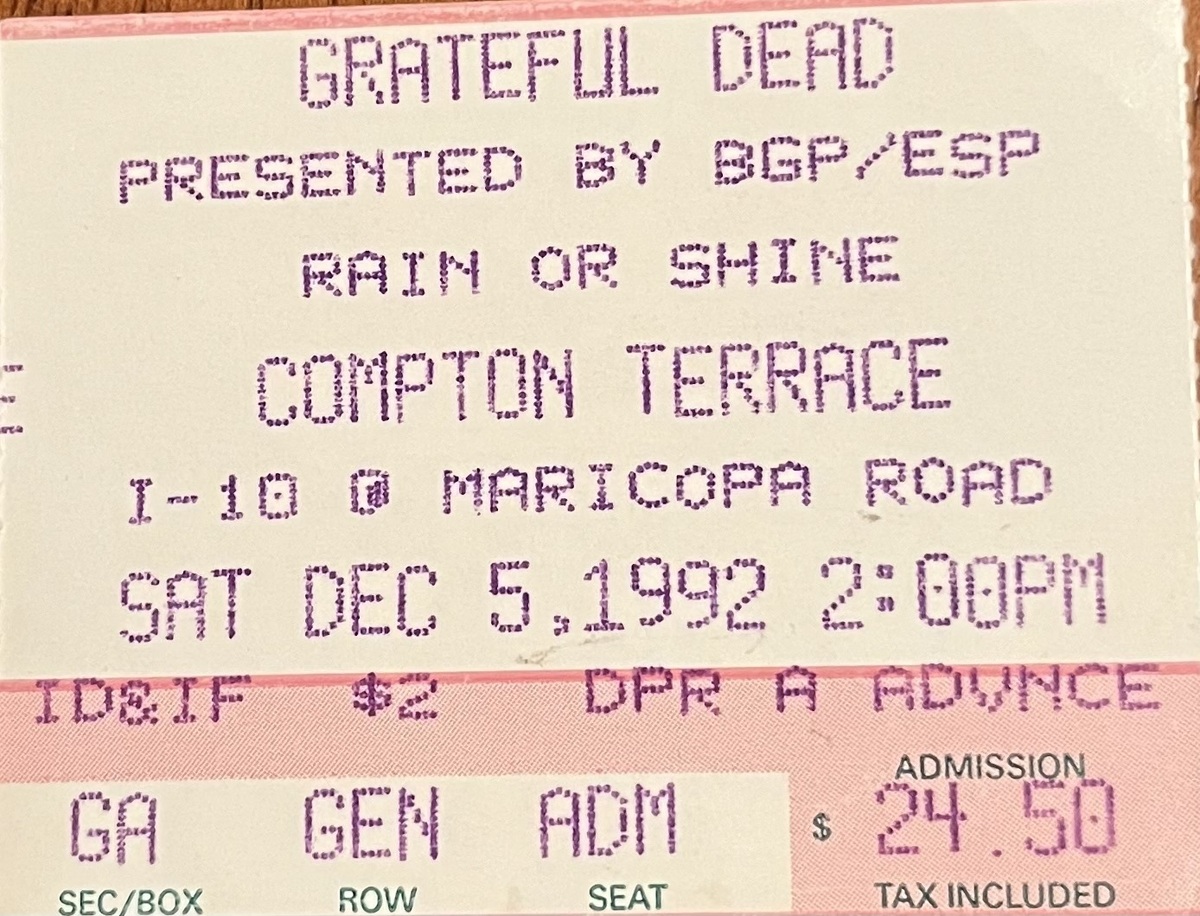 Dec 05, 1992: Grateful Dead at Compton Terrace, Firebird Lake Chandler ...