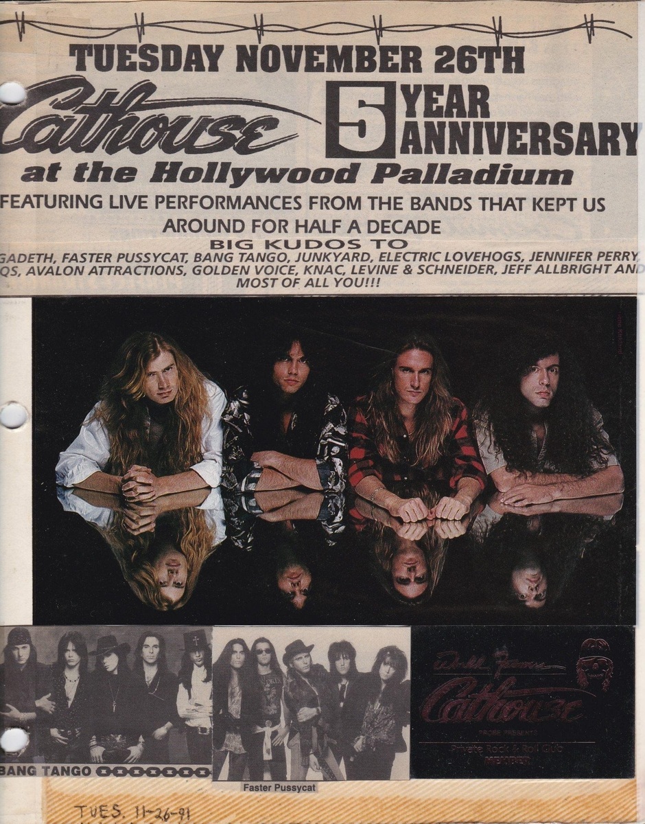 Nov 26, 1991: Megadeth / Faster Pussycat / Bang Tango at Hollywood ...