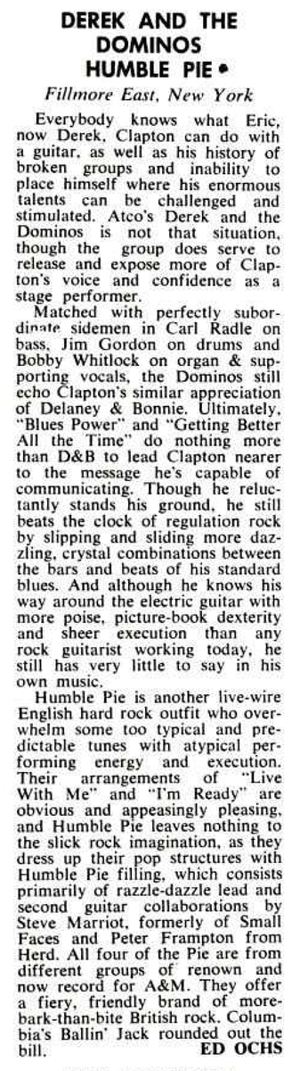 Derek and the Dominos Concert & Tour History | Concert Archives