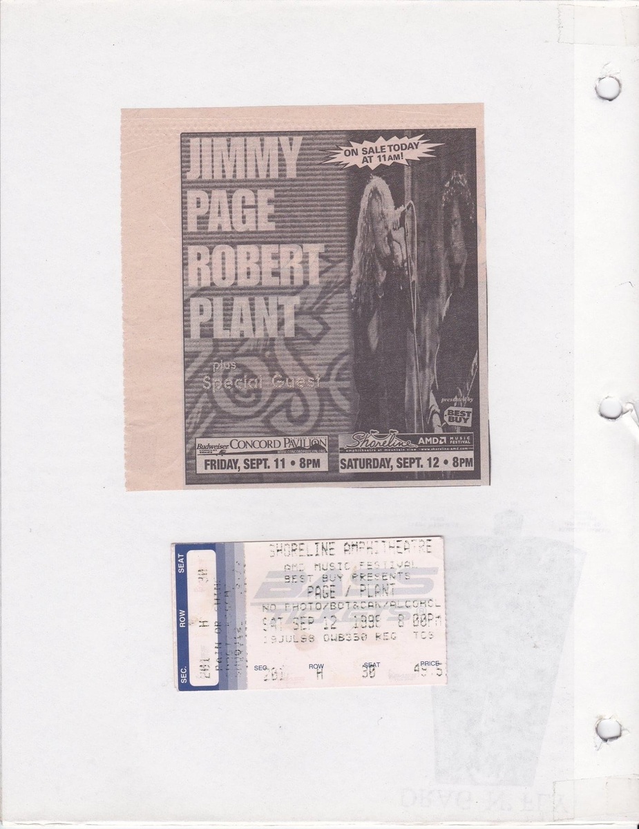 Sep 12, 1998: Robert Plant / Jimmy Page at Shoreline Amphitheatre Mountain View, California ...