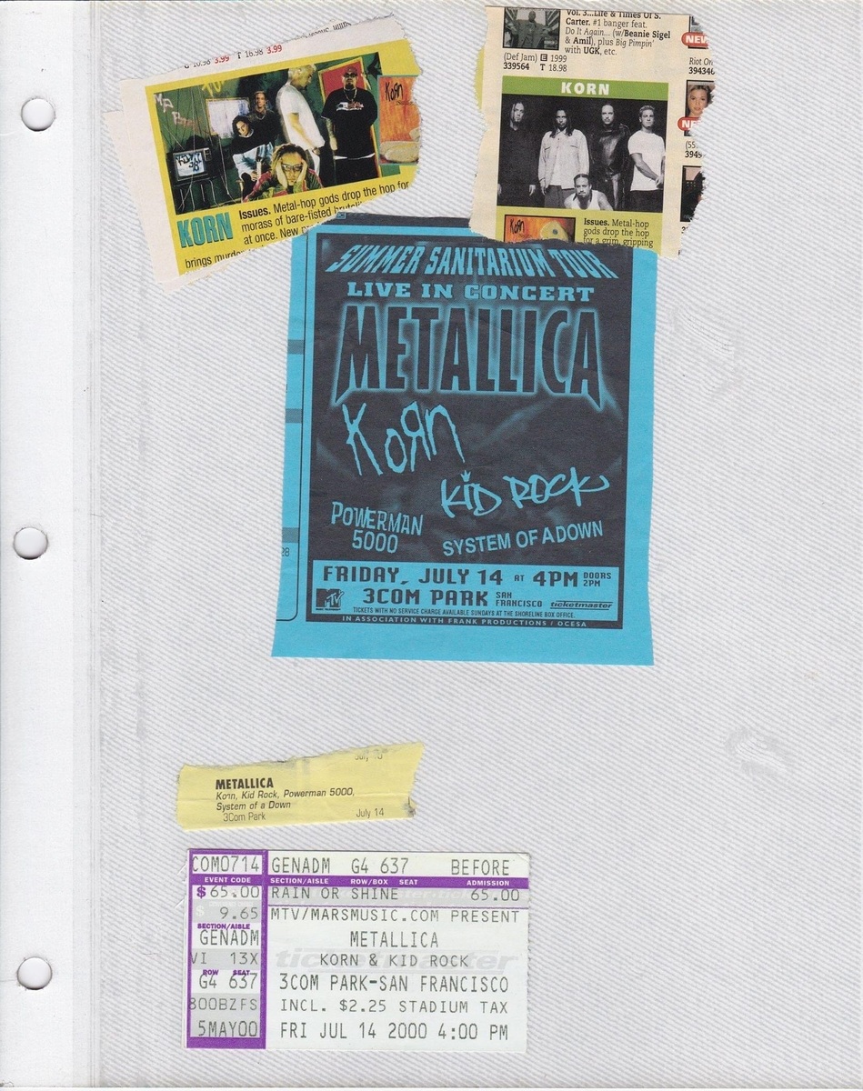 Jul 14, 2000: Metallica / Korn / Kid Rock at 3 Com Park San Francisco ...