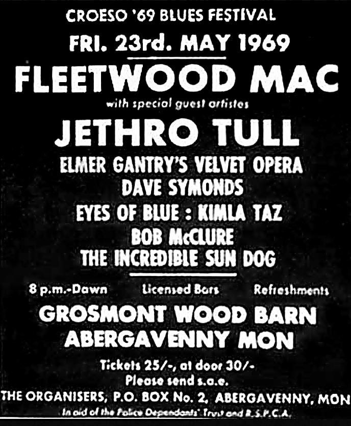 May 23, 1969: Fleetwood Mac / Jethro Tull at Grosmont Wood Barn ...