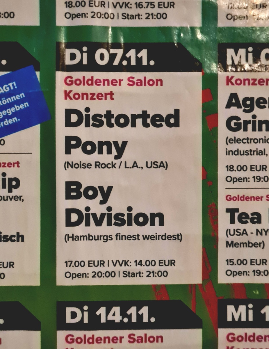 Nov 07, 2023: Distorted Pony / Boy Division at Hafenklang Goldener ...