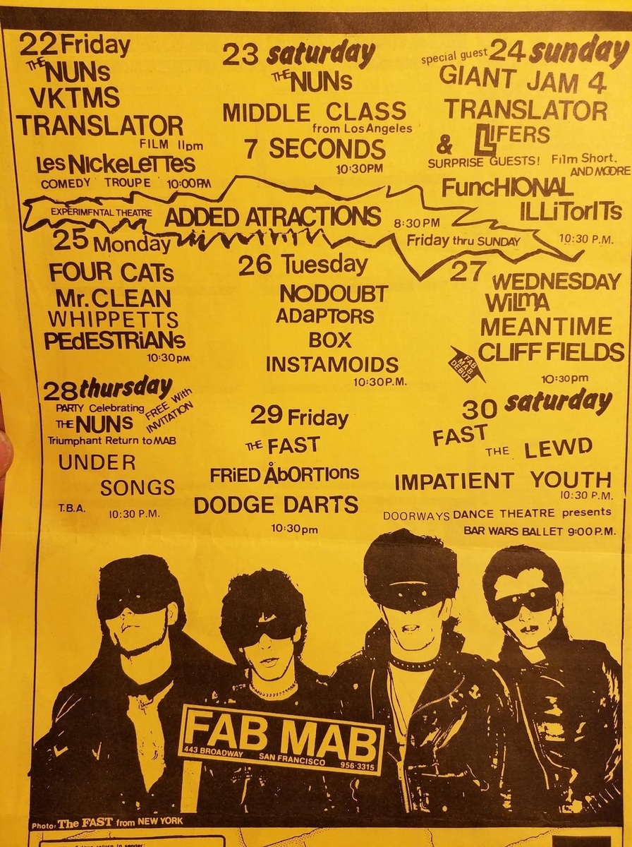 May 27, 1981: Wilma / Meantime / Cliff Fields at Mabuhay Gardens San ...