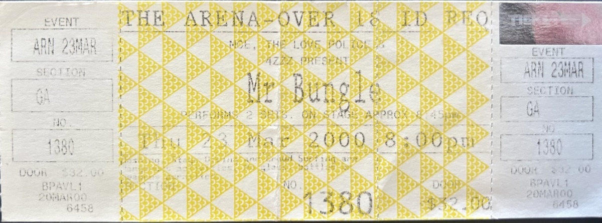 Mar 23, 2000: Mr Bungle / Neil Hamburger at The Brisbane Arena Brisbane ...