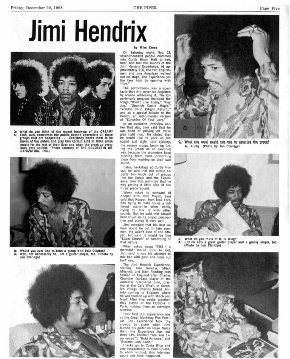 Jimi Hendrix Concert & Tour History | Concert Archives