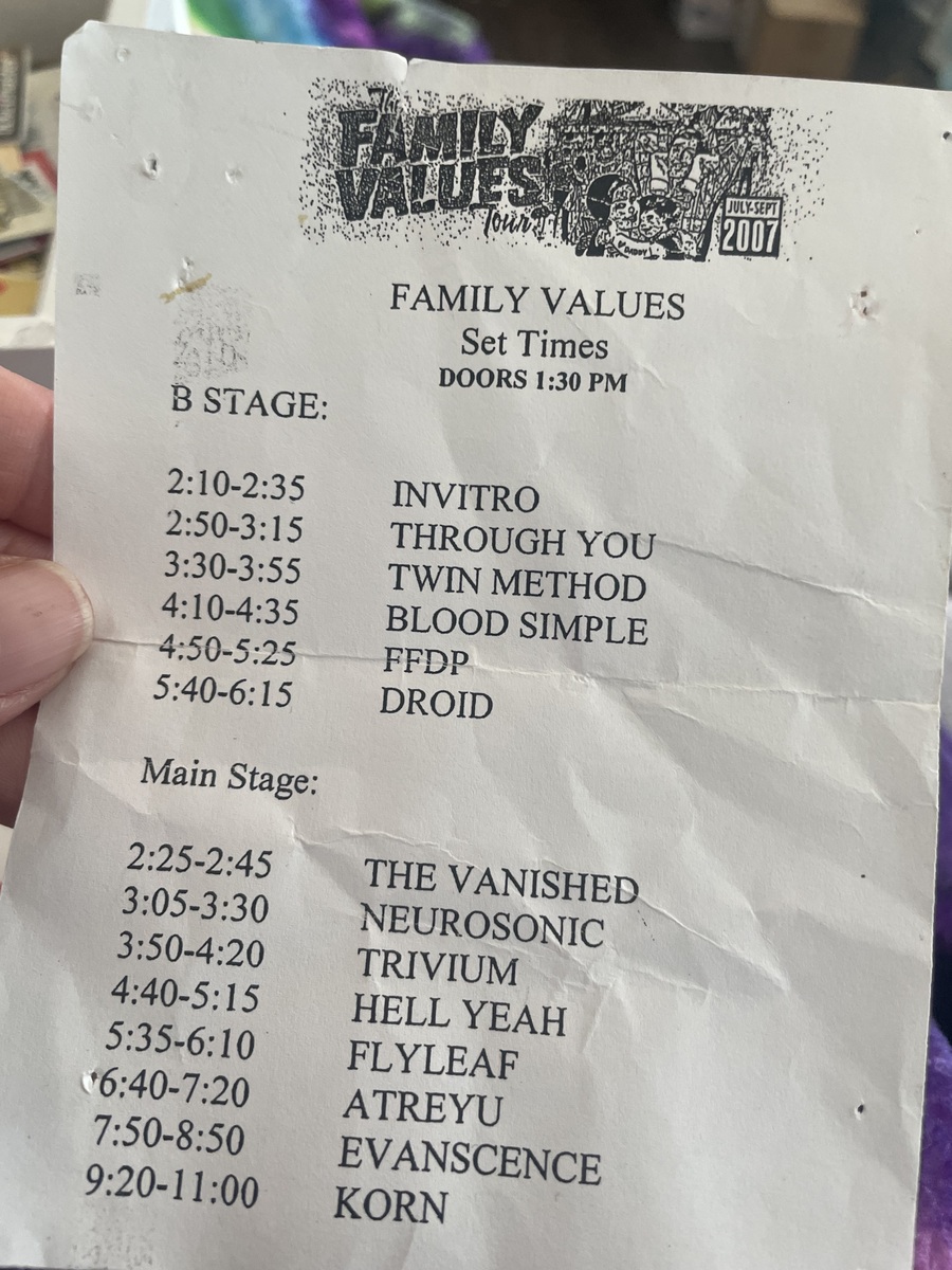 "Family Values Tour" Concert & Tour History | Concert Archives