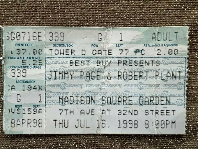 Jul 16, 1998: Jimmy Page & Robert Plant / Robert Plant / Jimmy Page at Madison Square Garden New ...
