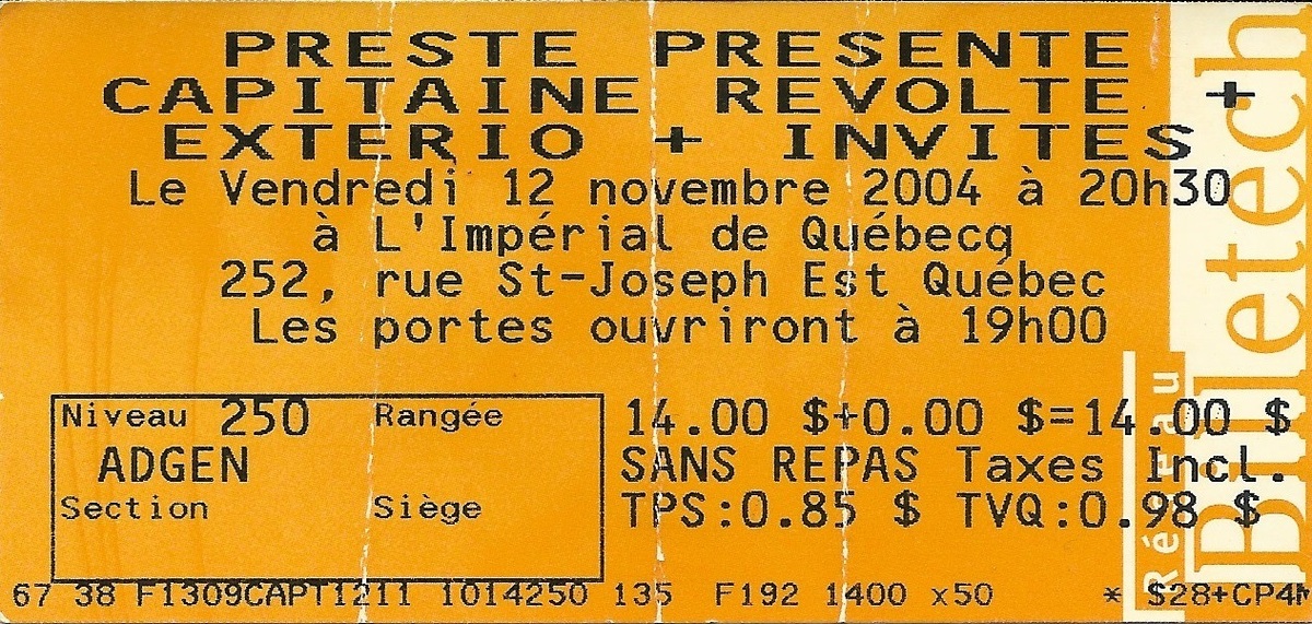 Capitaine Revolte Concert & Tour History | Concert Archives
