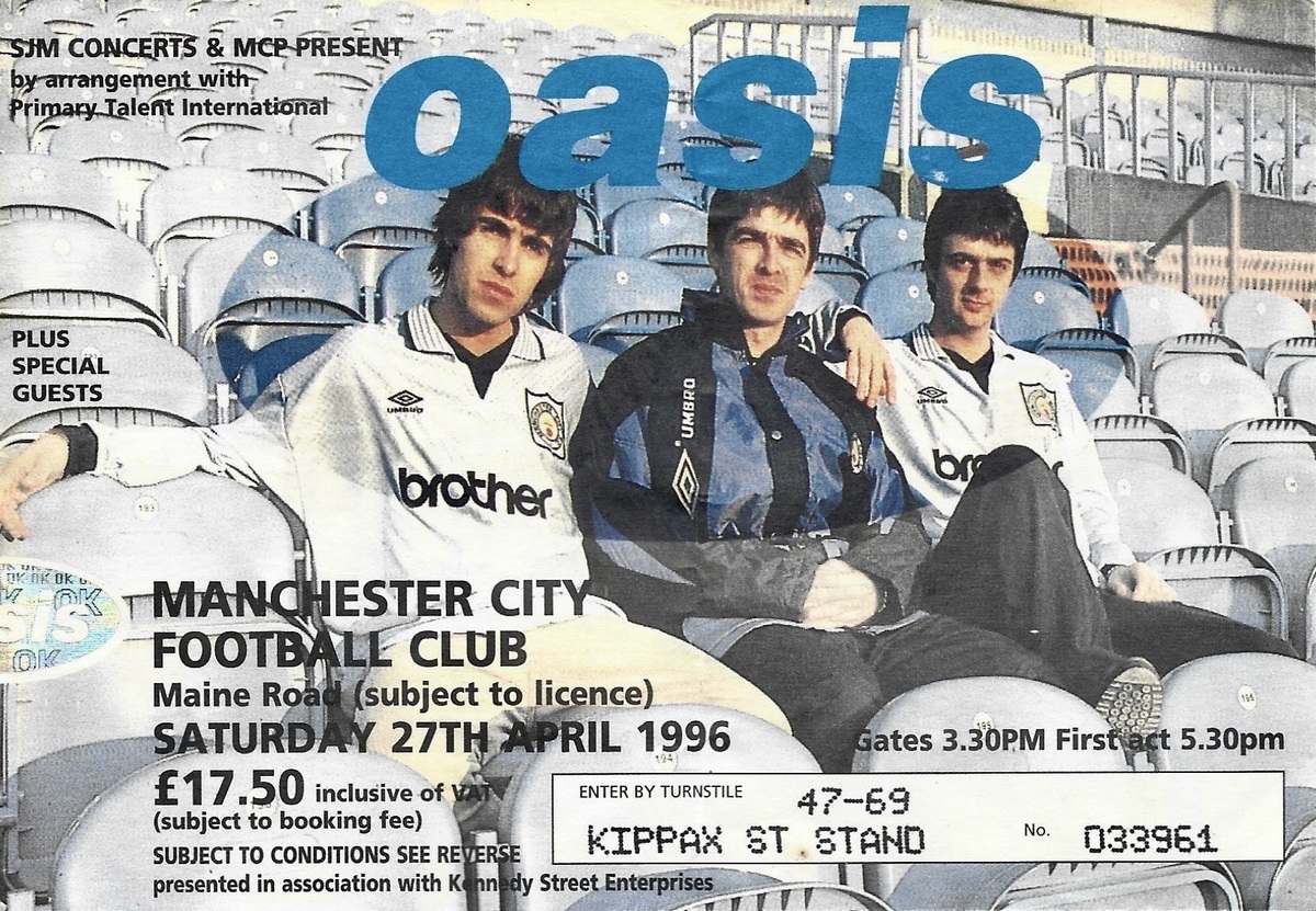 Apr 27, 1996: Oasis at Maine Road Stadium Manchester, England, United ...