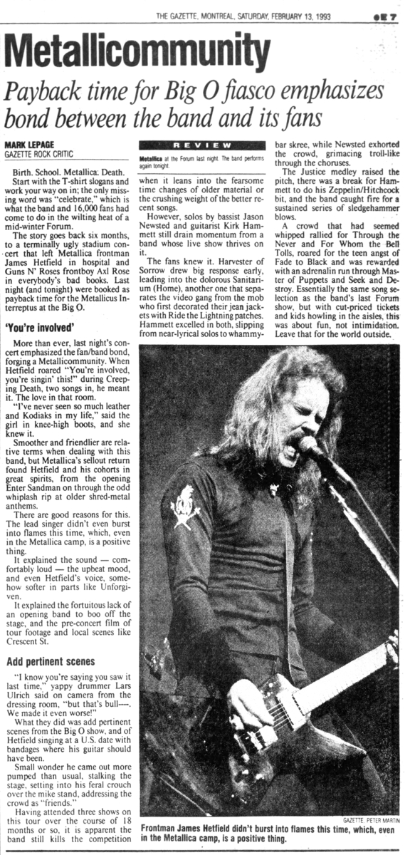 Metallica's 1993 Concert & Tour History | Concert Archives