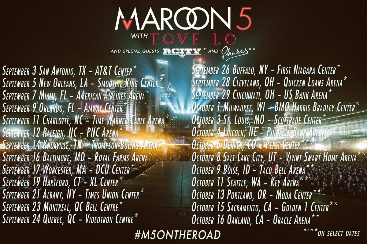 Maroon 5 Concert & Tour History (Updated for 2024) | Concert Archives