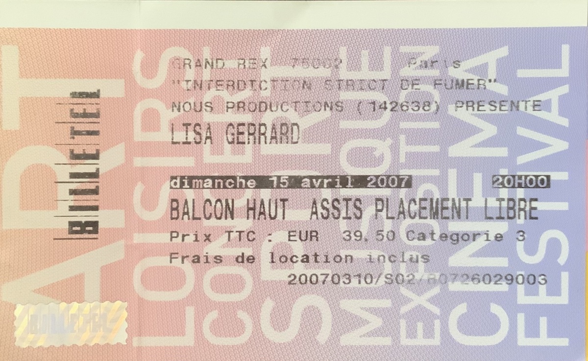 Apr 15, 2007: Lisa Gerrard at Le Grand Rex Paris, Île-de-France, France ...