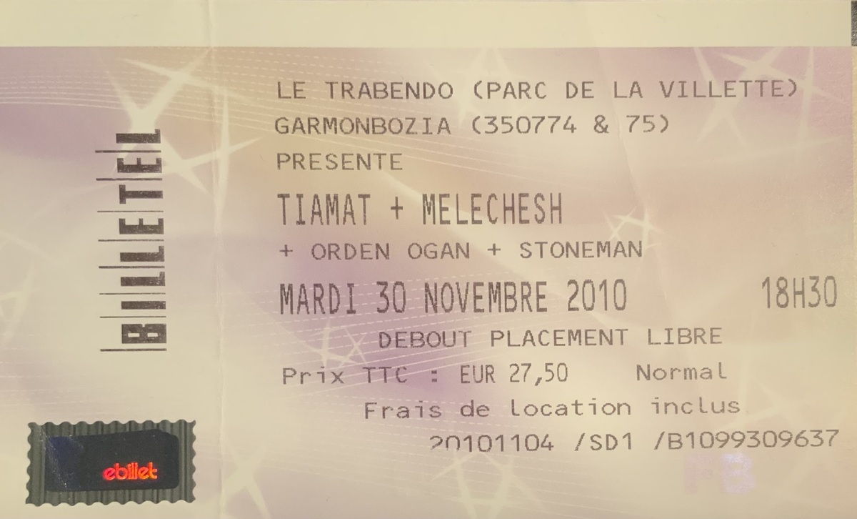 Nov 30, 2010: Tiamat / Melechesh / Orden Ogan / Stoneman at Le Trabendo ...