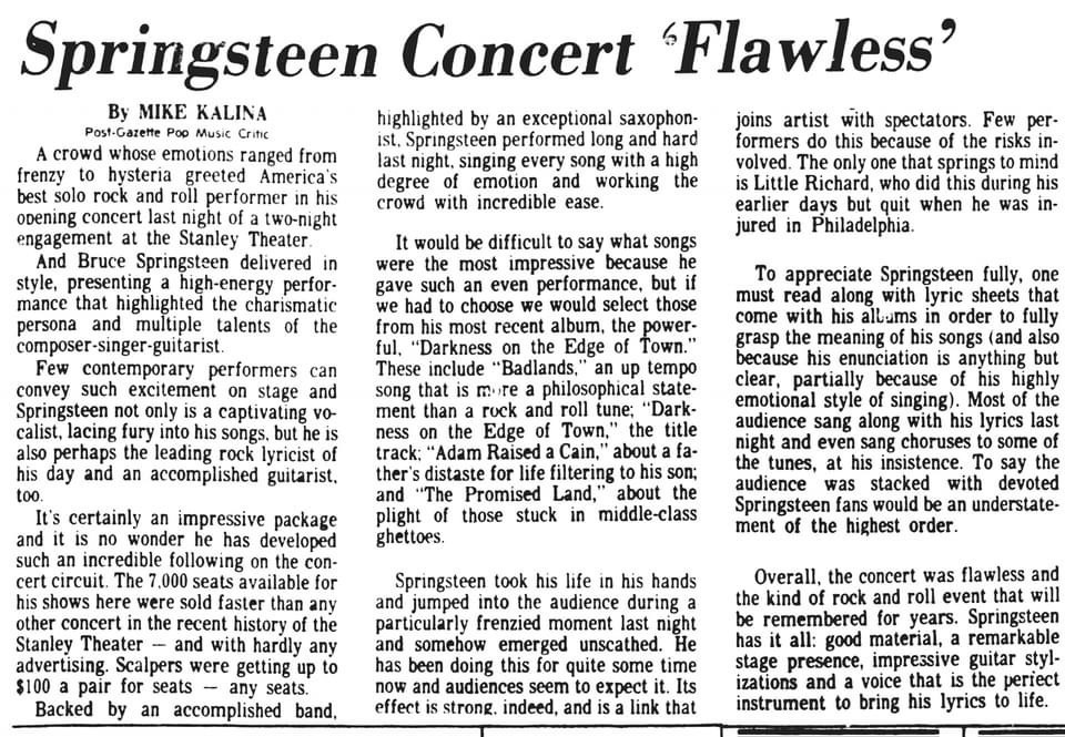 Bruce Springsteen's 1978 Concert & Tour History | Concert Archives