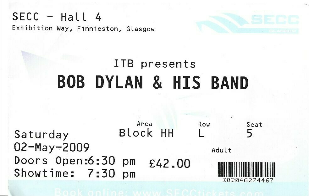 May 02, 2009: Bob Dylan at Scottish Exhibition & Conference Centre ...