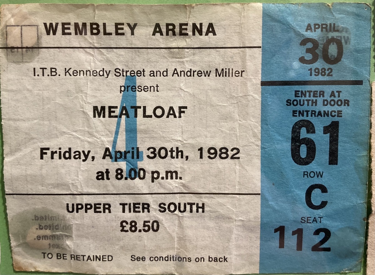 Apr 30, 1982: Meat Loaf at Wembley Arena London, England, United ...