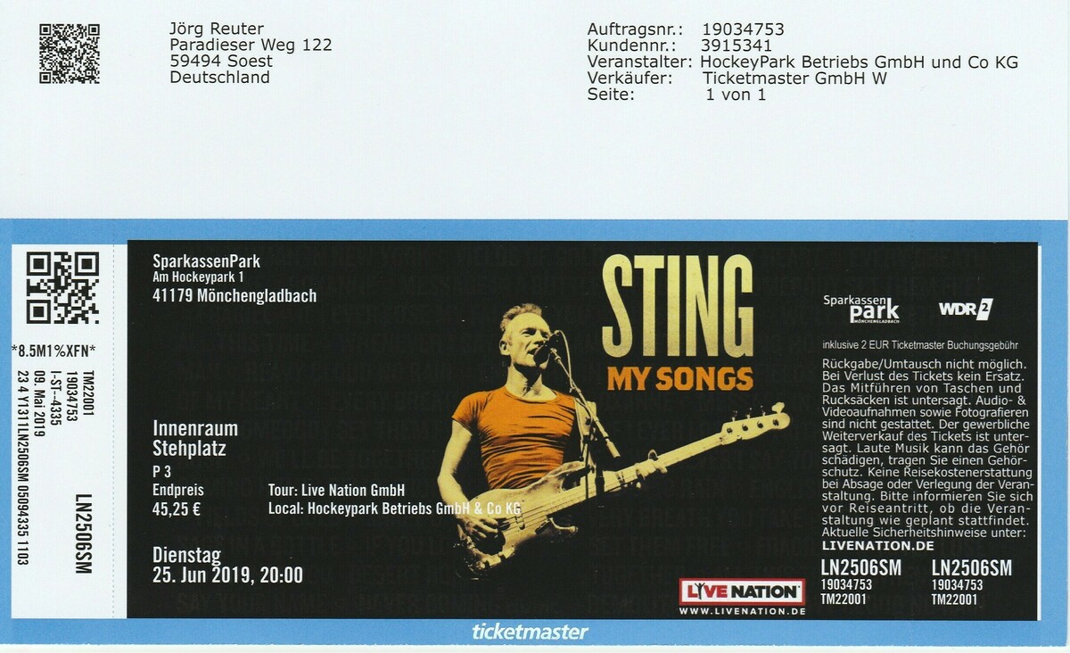 Sting Concert & Tour History (Updated for 2024) | Concert Archives