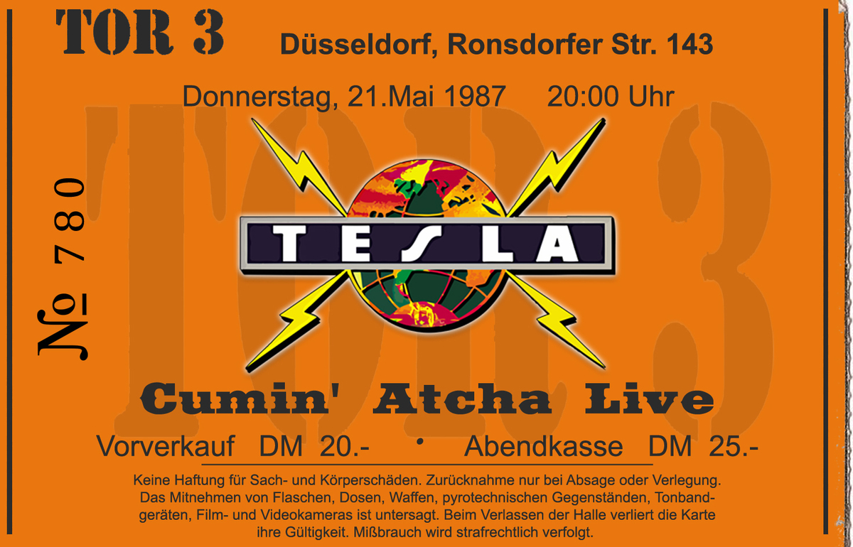 May 21, 1987: Tesla at Tor 3 Düsseldorf, North Rhine-Westphalia ...