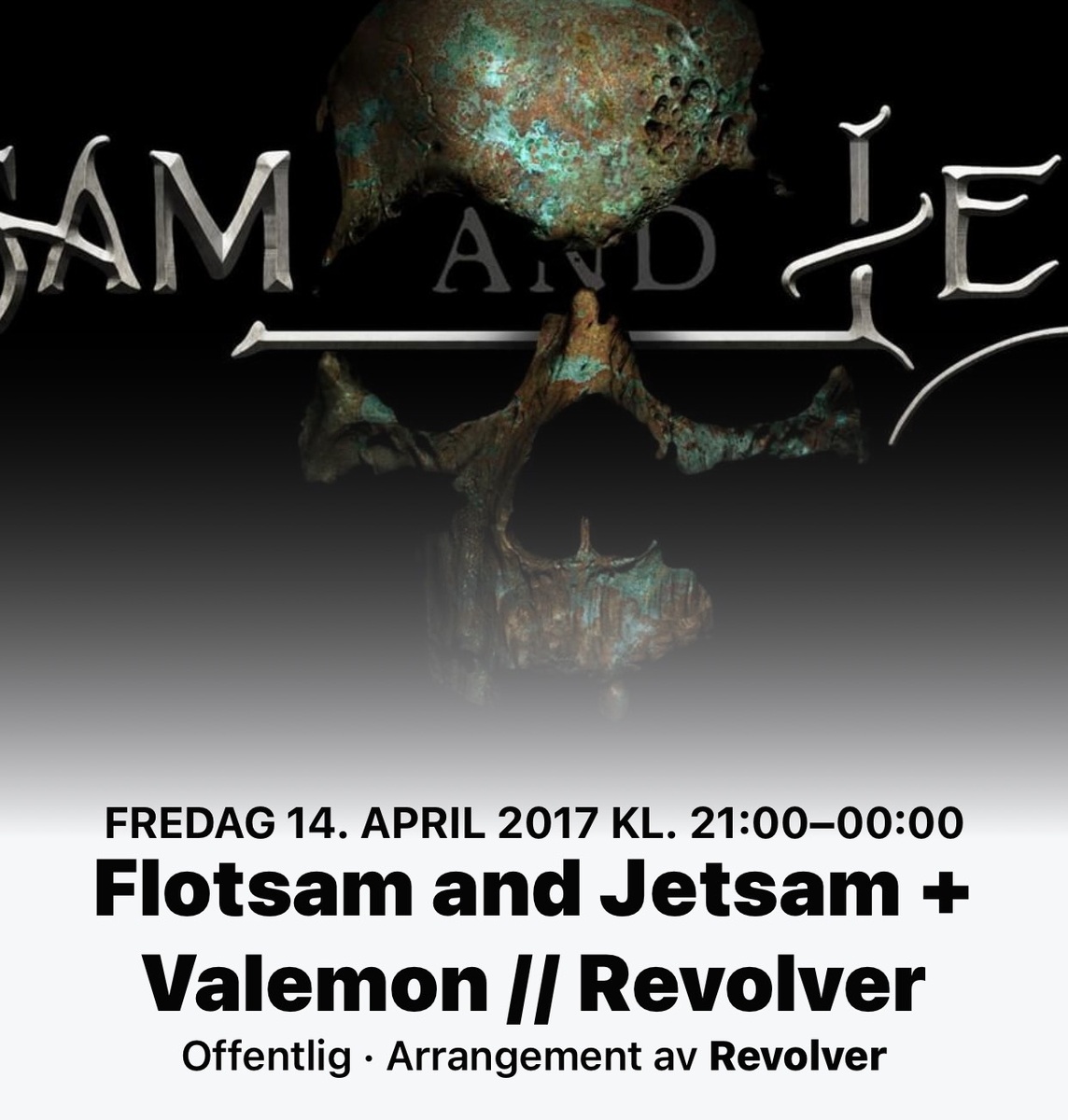 Apr 14, 2017: Flotsam and Jetsam / Valemon at Revolver Oslo, Oslo ...