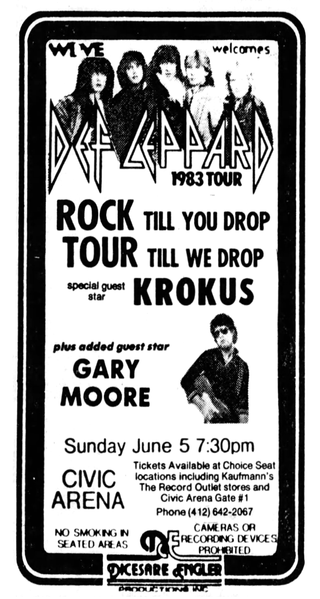 Jun 05, 1983: Def Leppard / Krokus / Gary Moore at Pittsburgh Civic ...