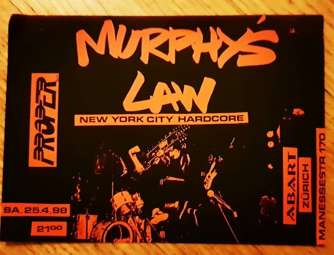 Apr 25, 1998: murphys law / Proper at Abart Club Zurich, Zurich ...