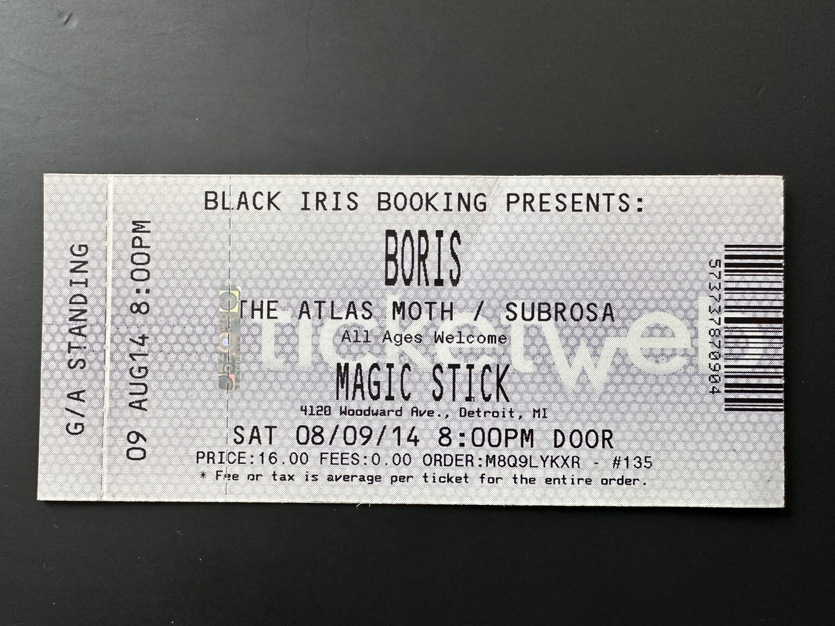 Aug 09, 2014: Boris / The Atlas Moth / SubRosa at Magic Stick Detroit ...