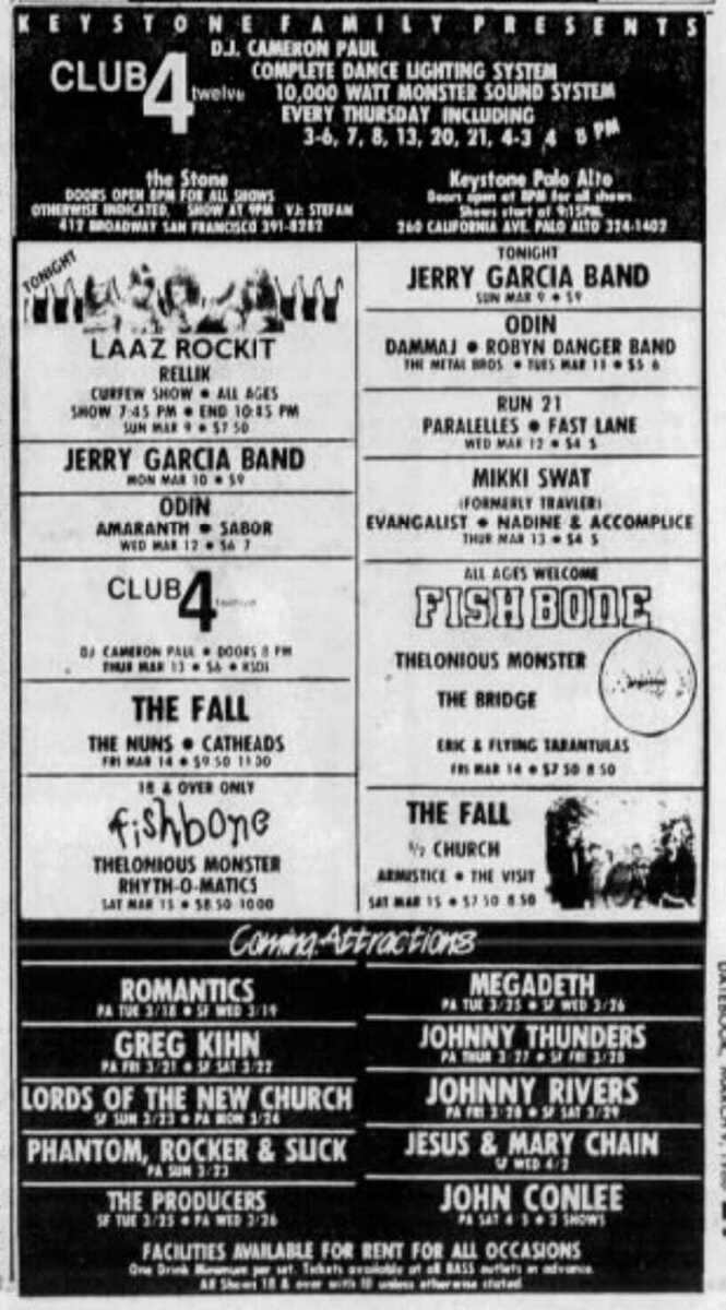Concert History of Keystone Palo Alto Palo Alto, California, United ...