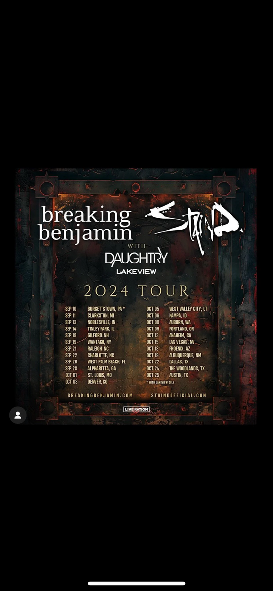 Breaking Benjamin Concert & Tour History (Updated for 2024) | Concert ...