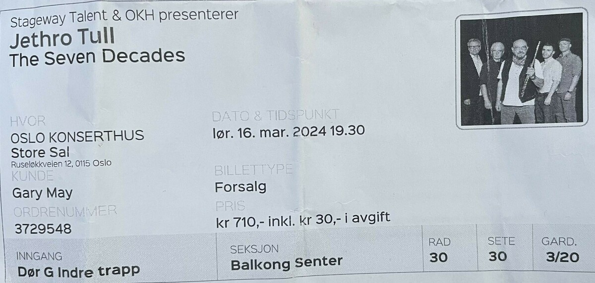 Mar 16, 2024: Jethro Tull at Oslo Konserthuset Oslo, Oslo, Norway ...