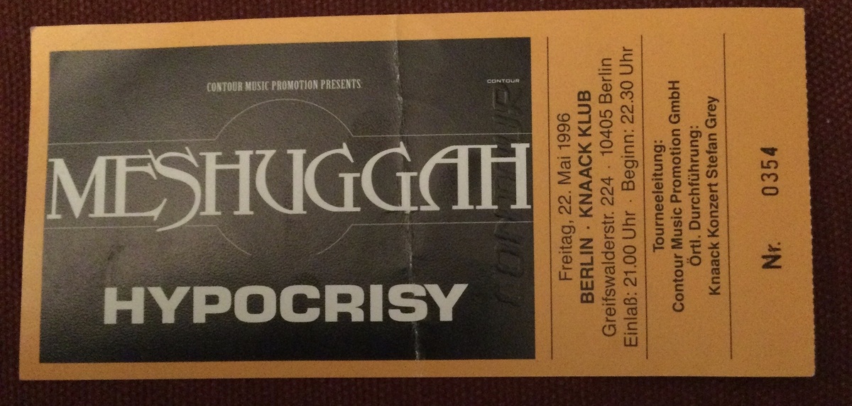 May 22, 1996: Meshuggah at Knaack Club Berlin, Berlin, Germany ...