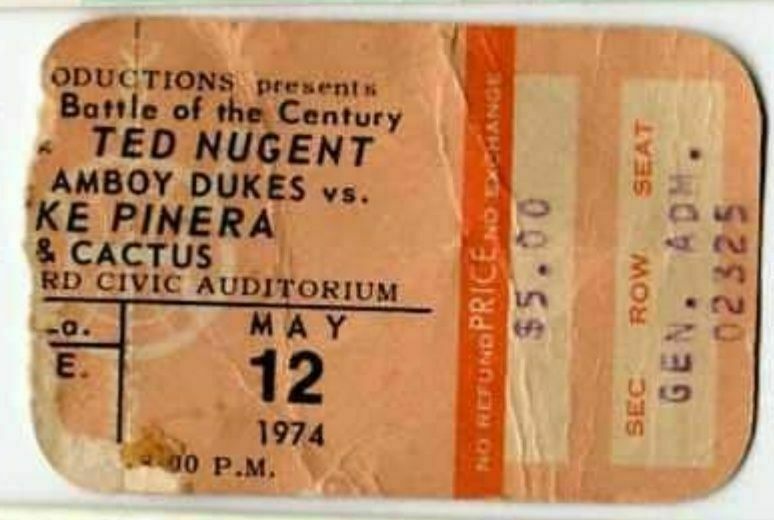 Ted Nugent & The Amboy Dukes / Mike Pinera and Cactus Concert & Tour ...