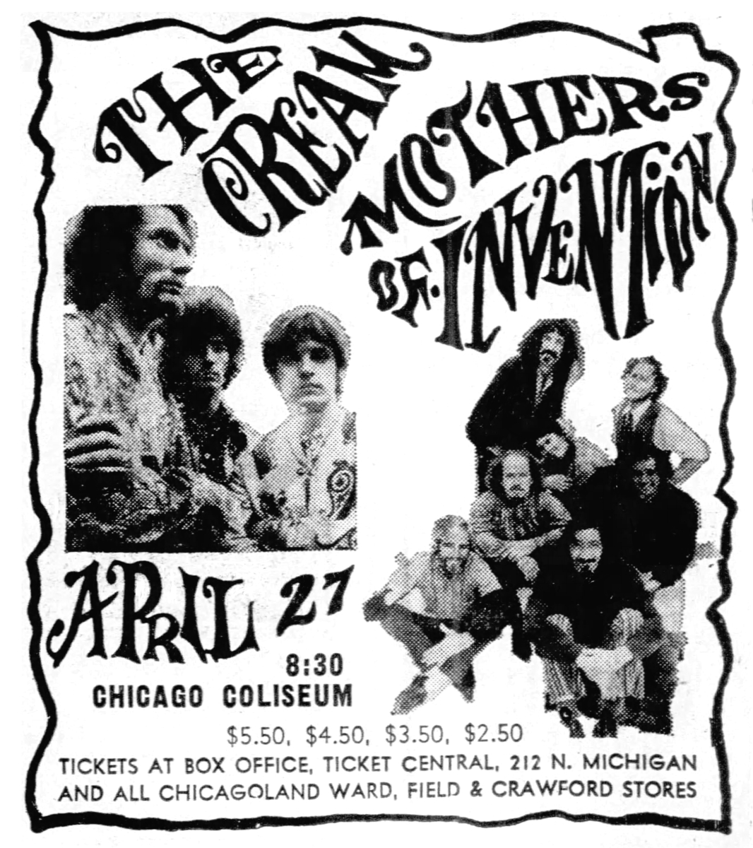 Apr 27, 1968: Cream / The Mothers Of Invention / Frank Zappa at Chicago ...