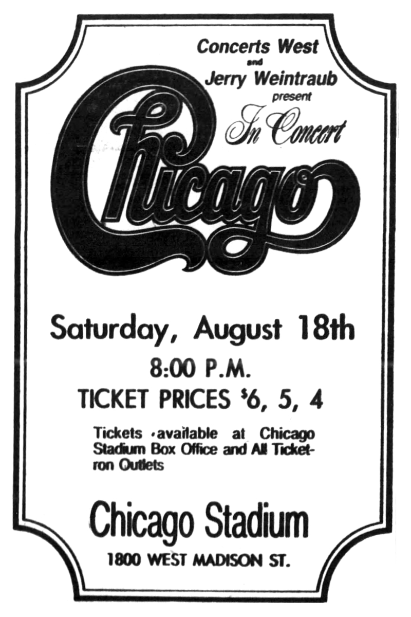 Chicago's 1973 Concert & Tour History | Concert Archives