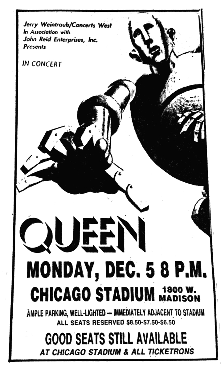 Dec 05, 1977: Queen at Chicago Stadium Chicago, Illinois, United States ...
