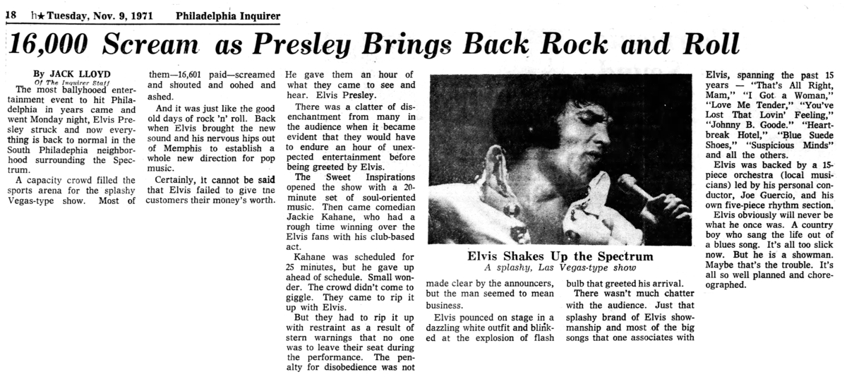 Elvis Presley's 1971 Concert & Tour History | Concert Archives
