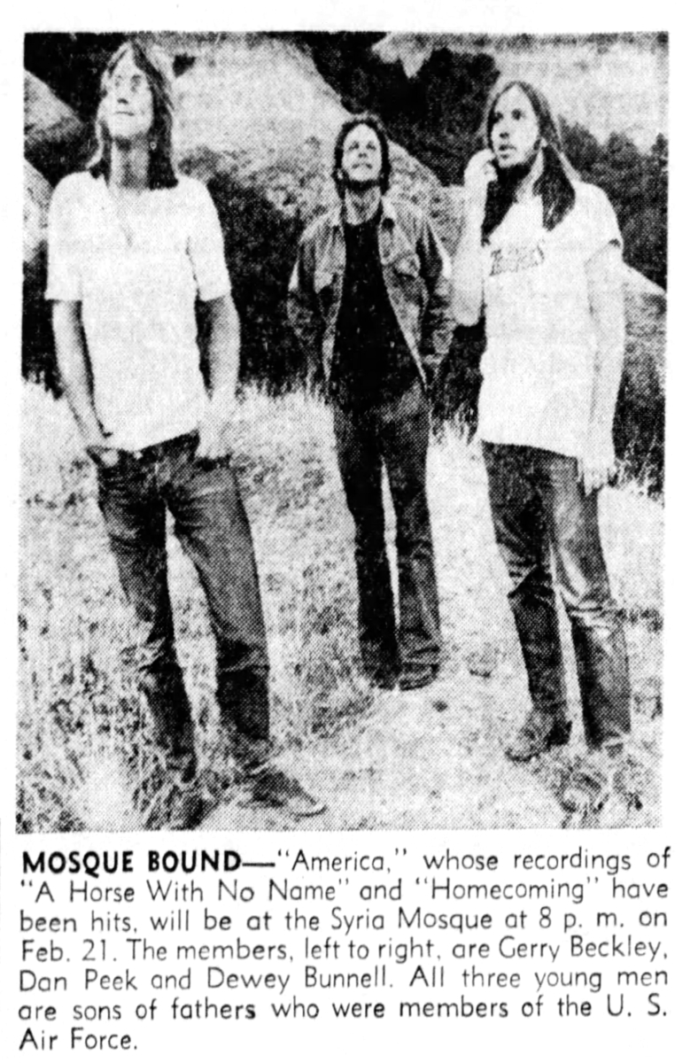 Feb 21, 1973: America / John David Souther at Syria Mosque Pittsburgh ...