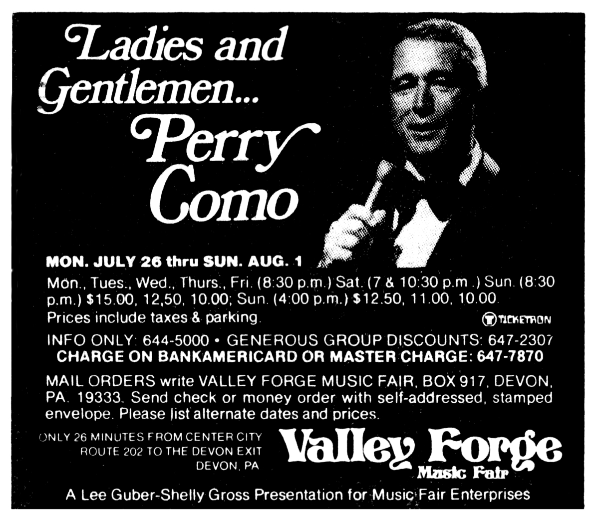 Perry Como Concert & Tour History | Concert Archives