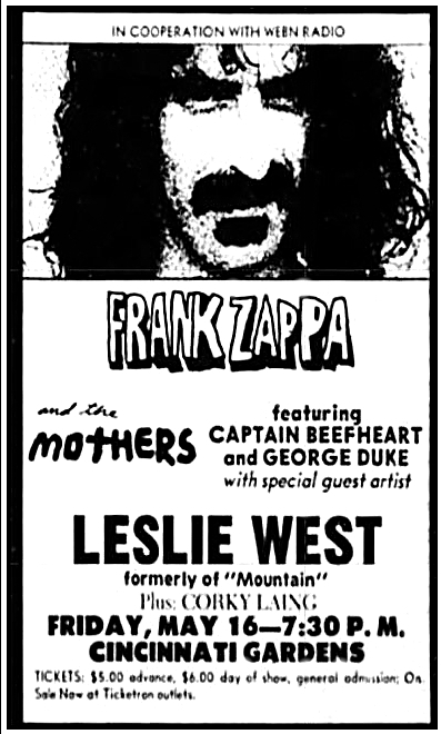 Frank Zappa Concert & Tour History | Concert Archives