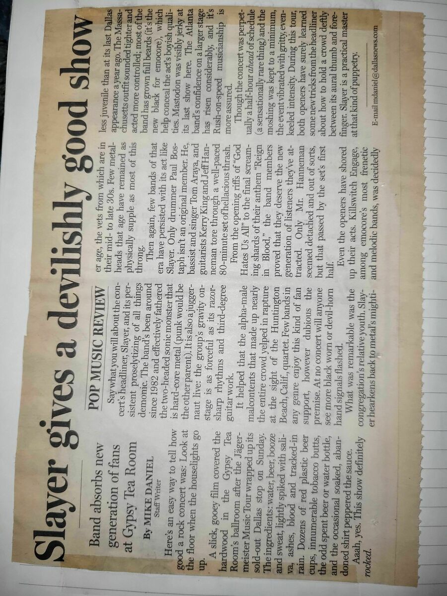 Slayer Concert & Tour History (Updated for 2024) | Concert Archives