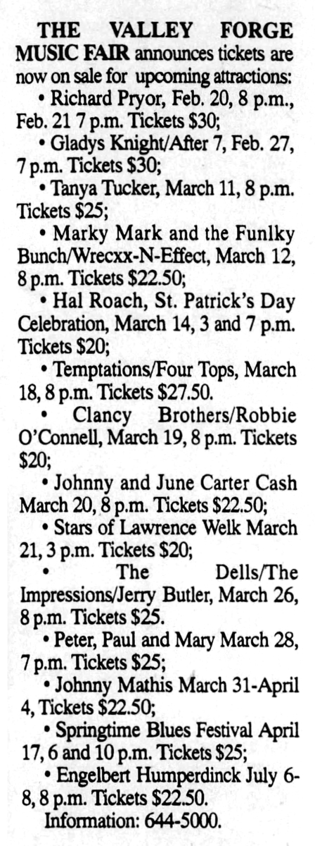 Mar 26, 1993: the dells / the impressions / jerry butler at Valley ...