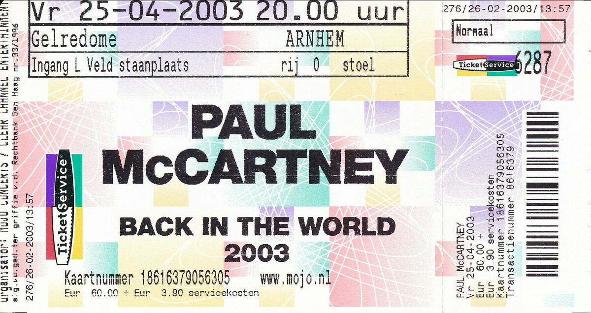 Paul McCartney's 2003 Concert & Tour History | Concert Archives