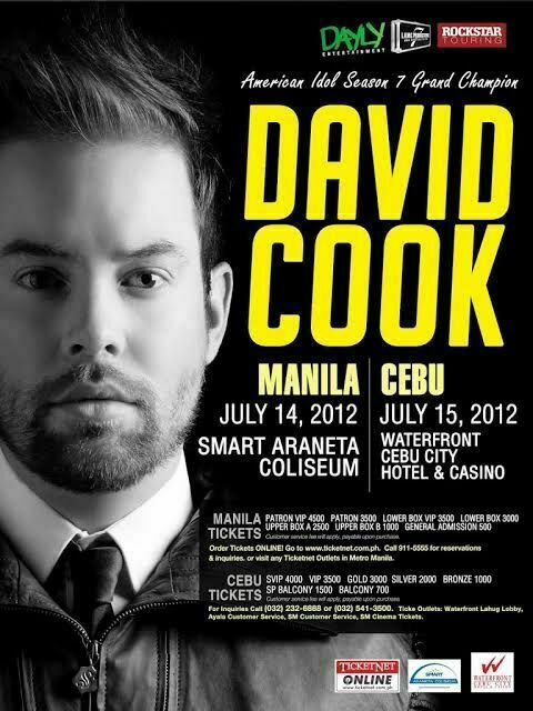 Jul 14, 2012: David Cook at Smart Araneta Coliseum, Araneta City Quezon ...