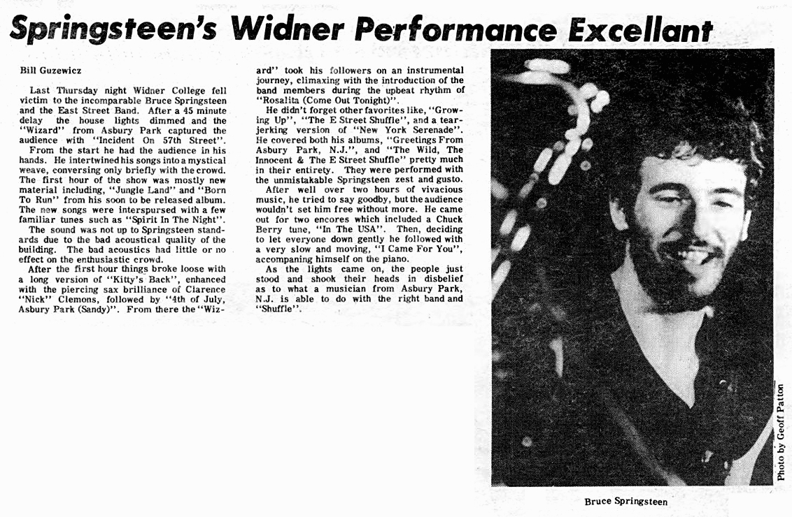 Bruce Springsteen's 1975 Concert & Tour History | Concert Archives