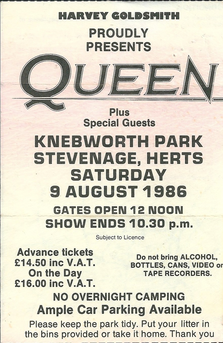 Queen's 1986 Concert & Tour History | Concert Archives