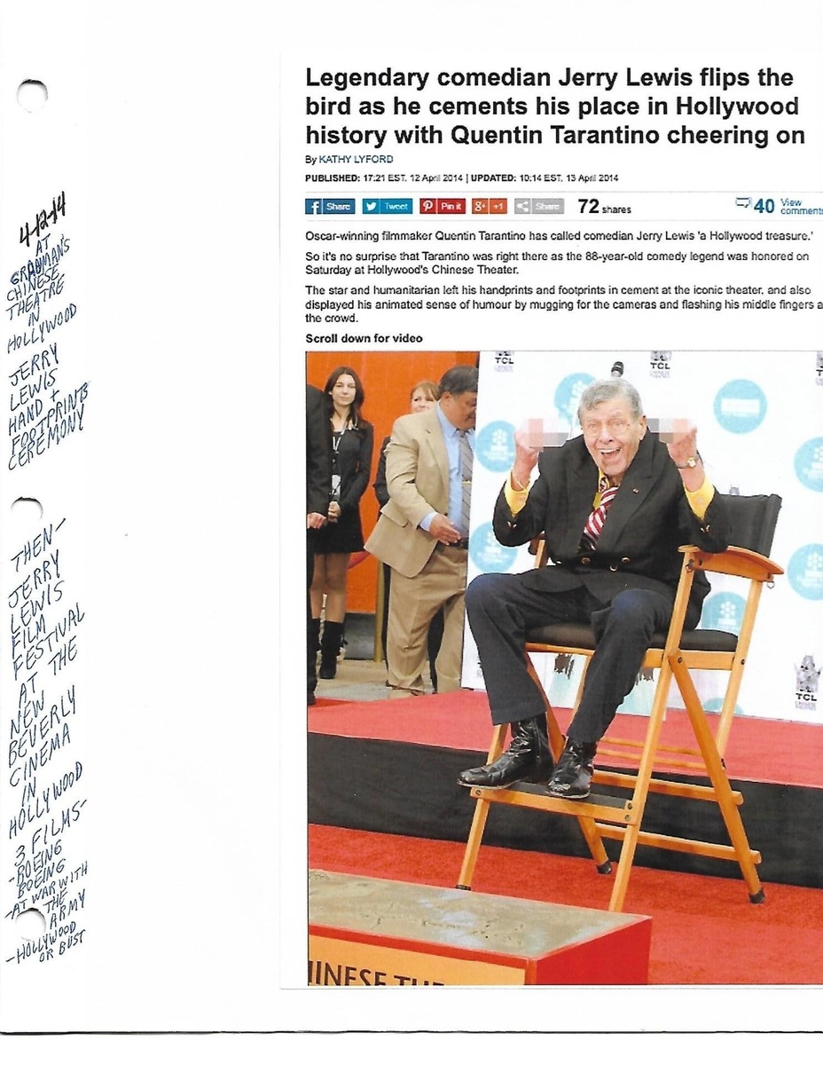 Jerry Lewis handprint ceremony w/ Quentin Tarantino Concert & Tour ...