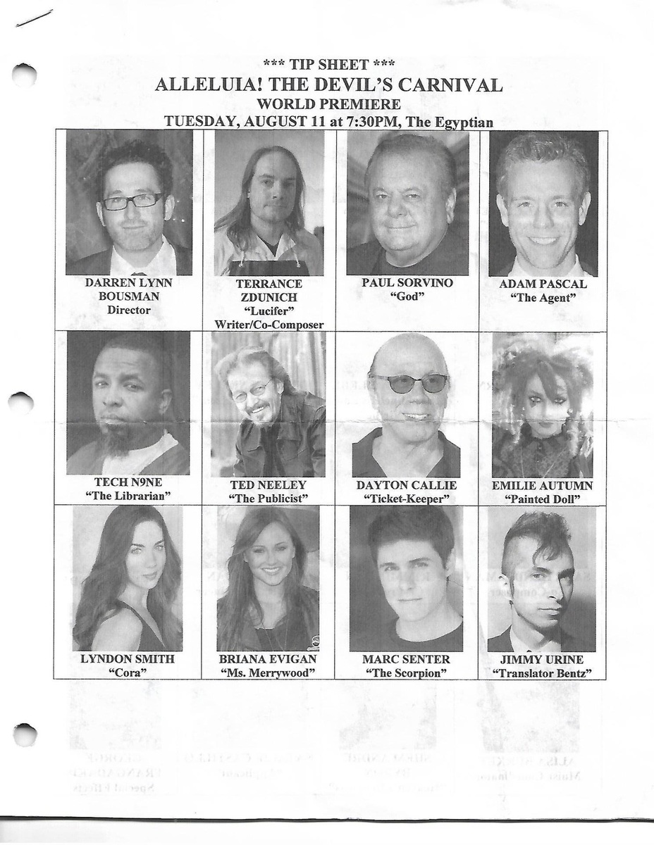 Premier of the film Halleluja- The Devils Carnival Concert & Tour History | Concert Archives