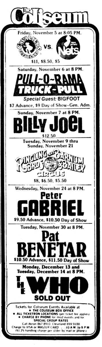 Concert History of Richfield Coliseum Richfield Township, Ohio, United ...