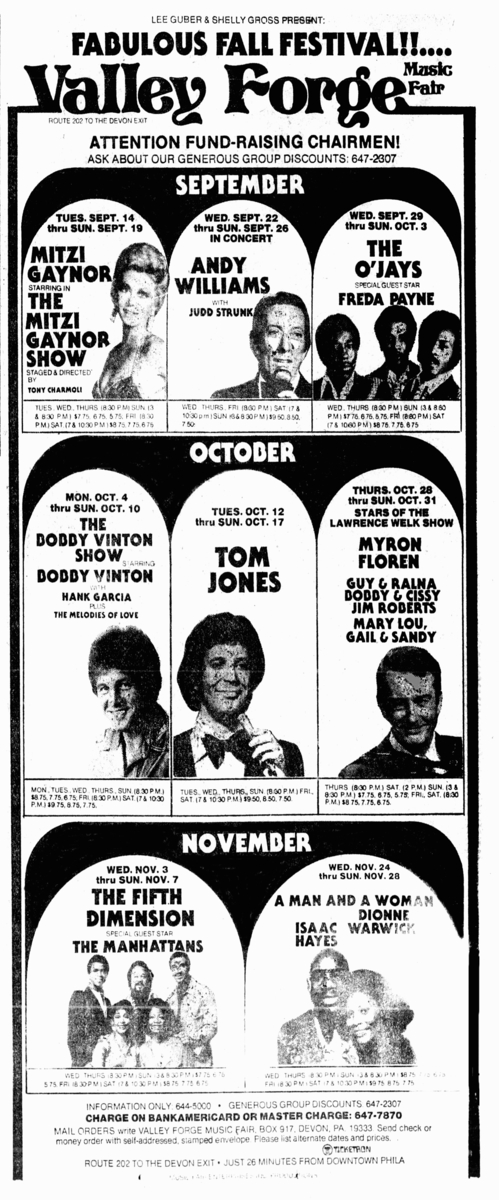 andy williams Concert & Tour History | Concert Archives