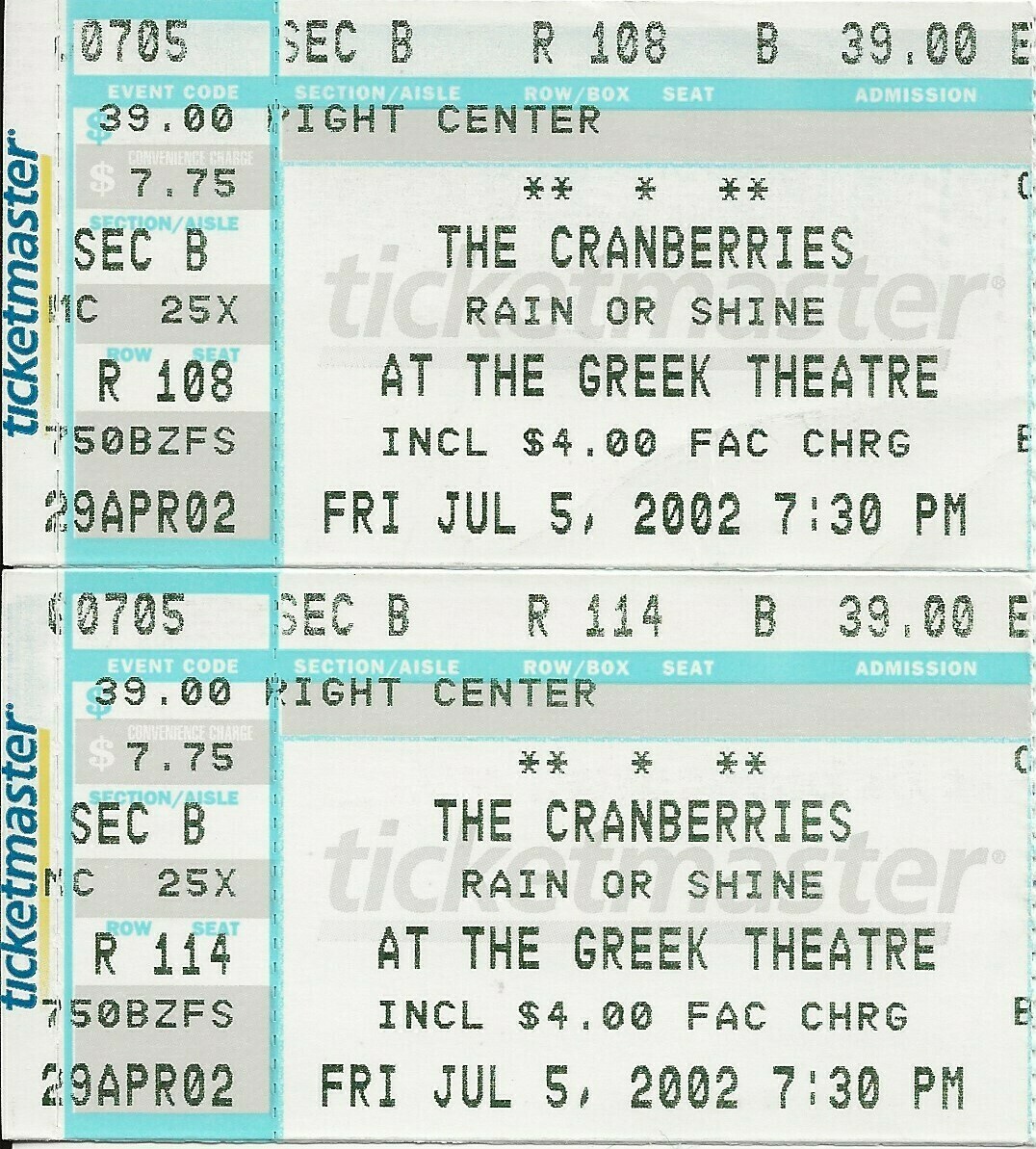 The Cranberries Concert & Tour History | Concert Archives